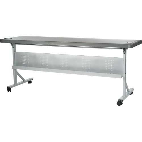 National Public Seating Rectangle Flip Top Training Table with Casters and Modesty Panel ...